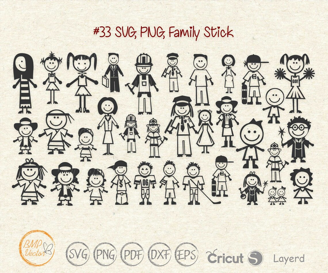 Stick Family Svg Bundle Kid Svg Stick Figure Svg Stick - Etsy