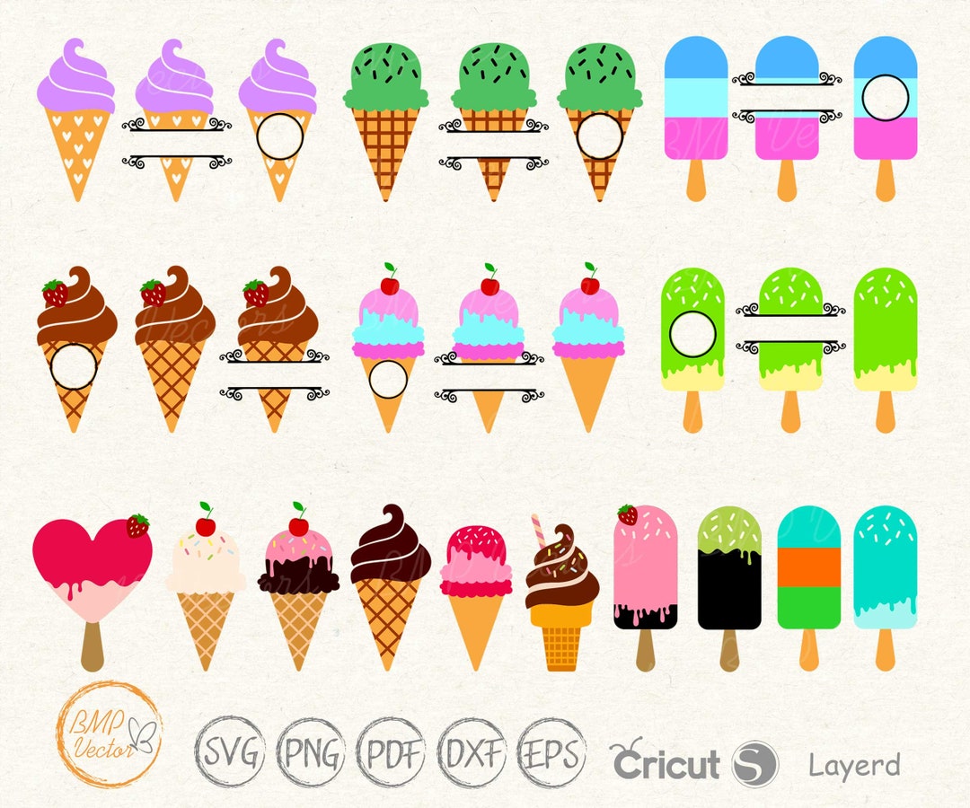 Ice Cream Cone Svg, Ice Cream Monogram Clipart Svg, Hello Summer Svg ...