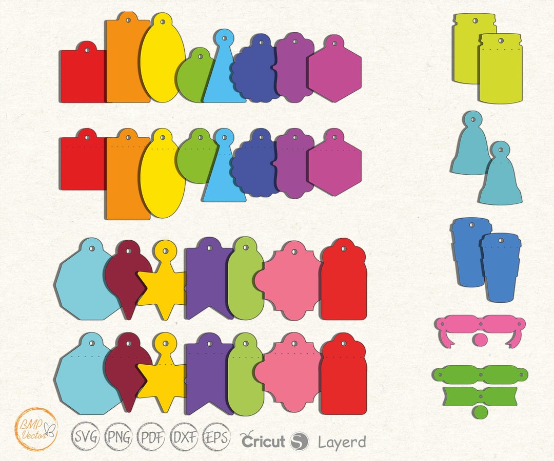 Gift Tag SVG Bundle: Printable Label Shapes, Cricut Cut Files - Etsy