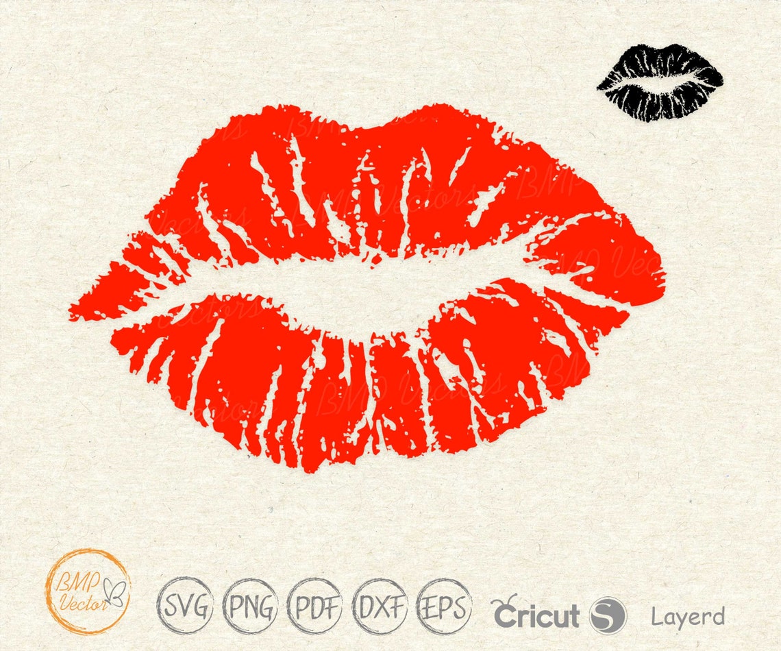 Kiss Svg Lips Svg Kiss Design Black Red Lips Svg Smooch - Etsy