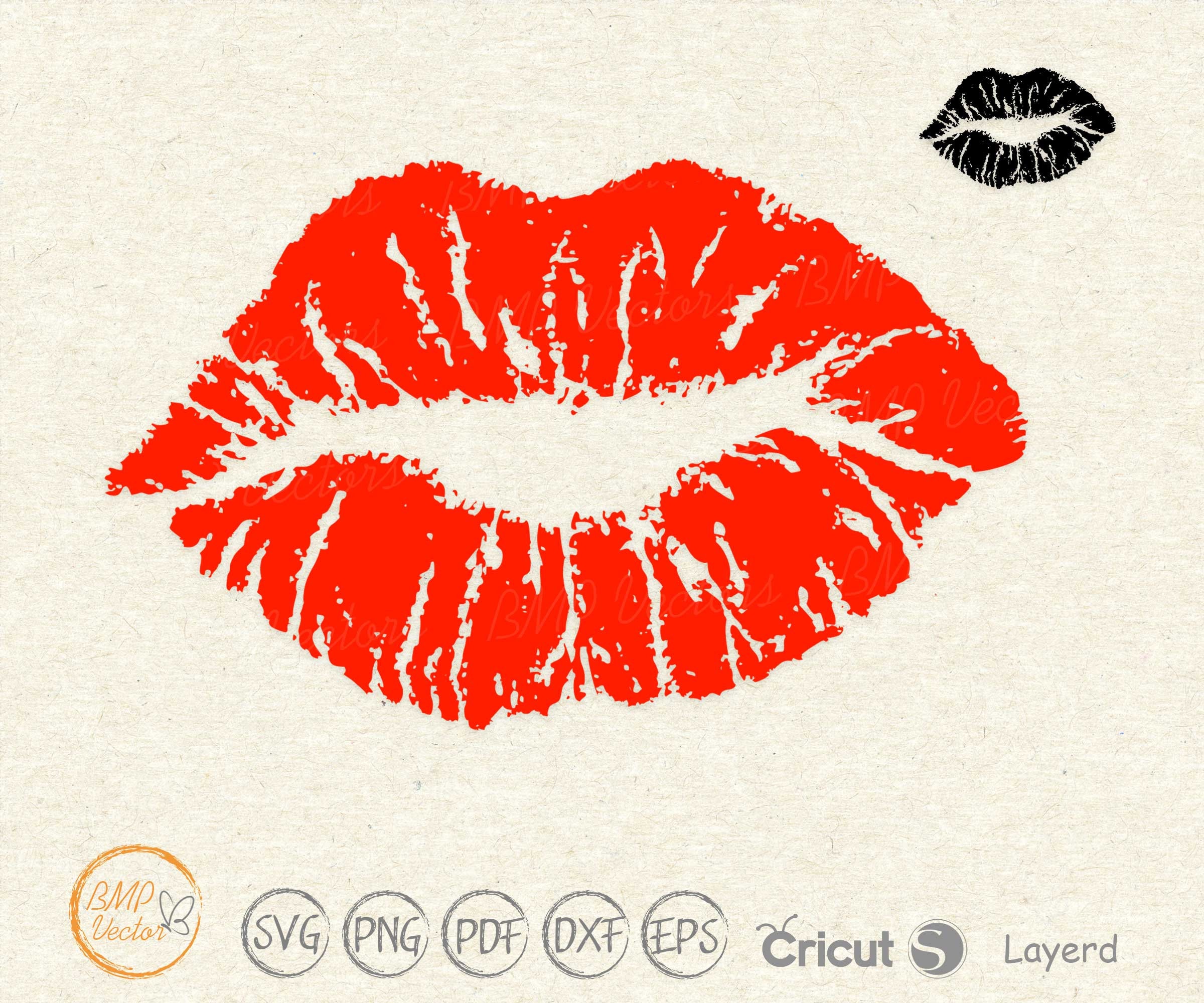 Kiss Svg Lips Svg Kiss Design Black Red Lips Svg Smooch - Etsy