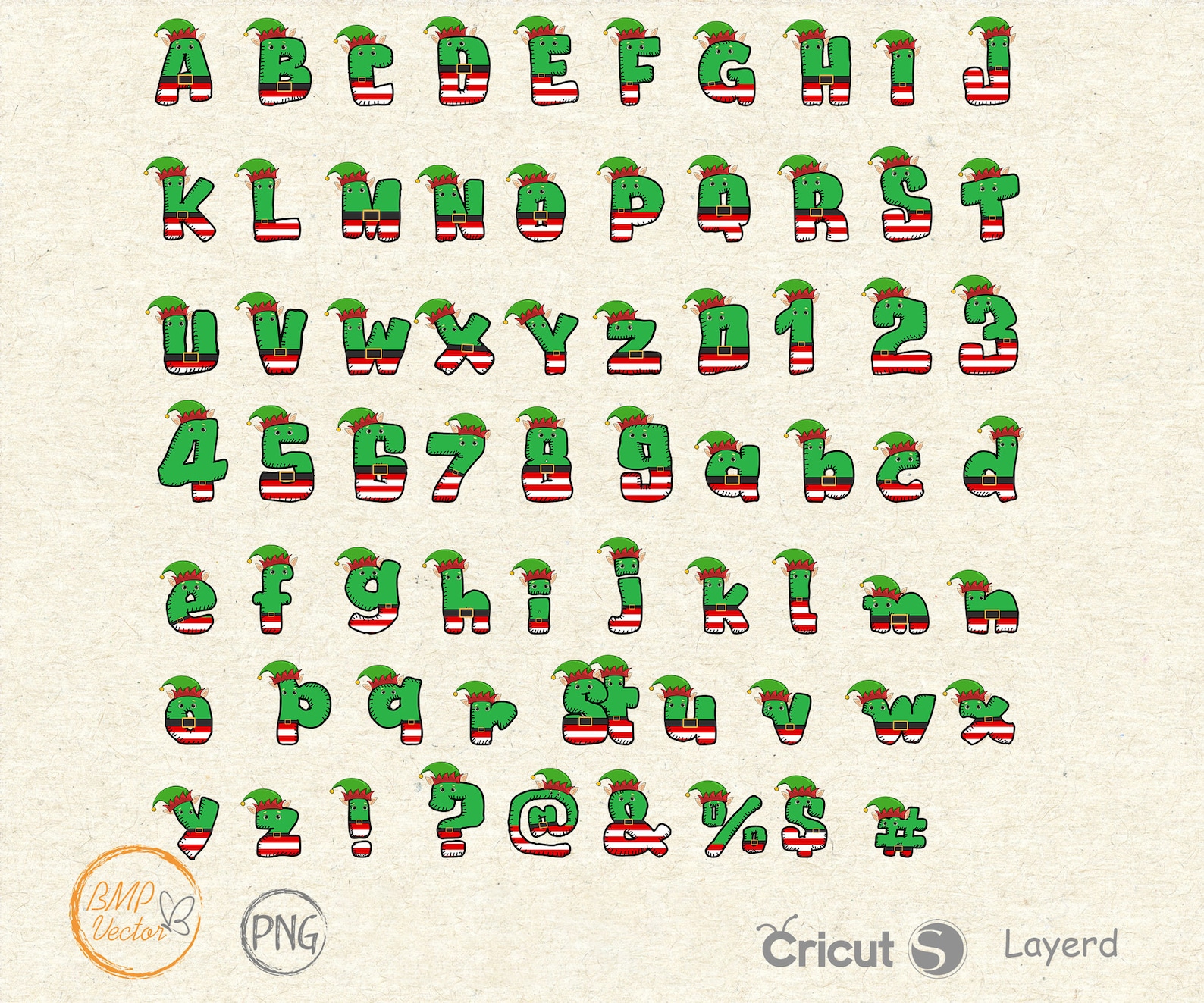 Christmas Doodle Font: Santa, Elf, Reindeer Alphabet (PNG) - Etsy