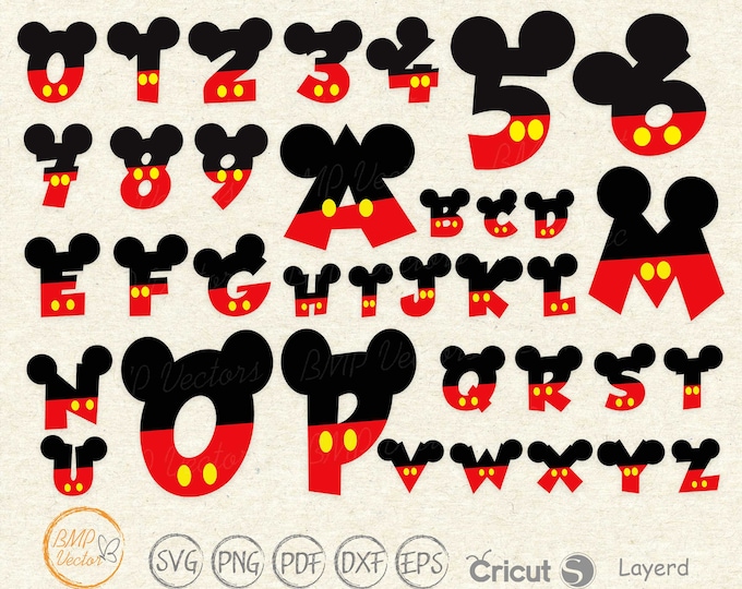 Mickey Mouse Font & Numbers - Etsy Canada