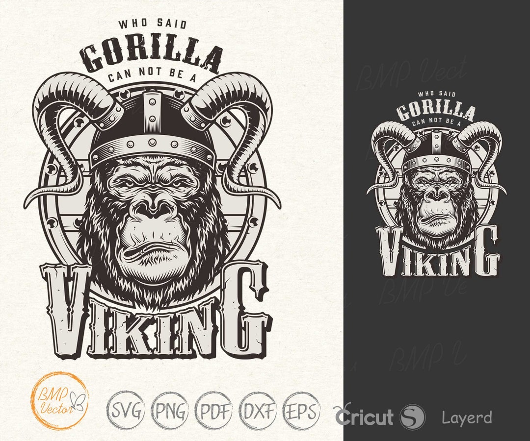 Gorilla Viking Svg, Monkey Svg, Gorilla Svg, Viking Svg, Apes Viking ...
