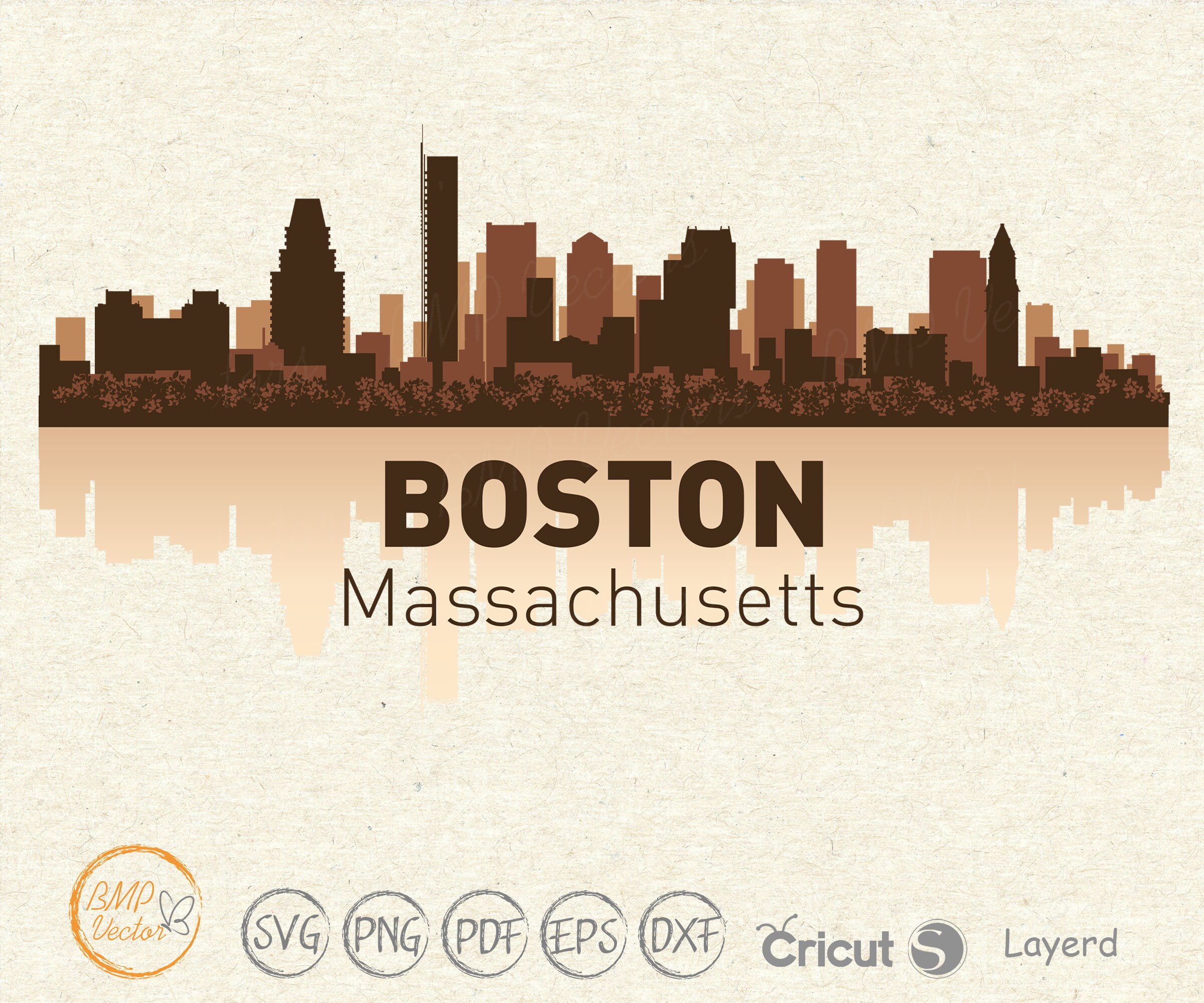 Boston svg Boston Massachusetts Skyline svg Massachusetts | Etsy