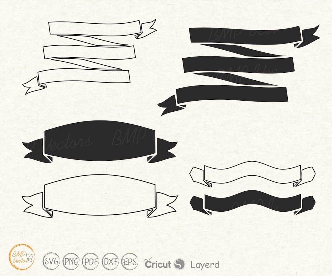 Ribbon Svg Bundle, Ribbon Banner Svg, Banner Template Svg for Cricut ...