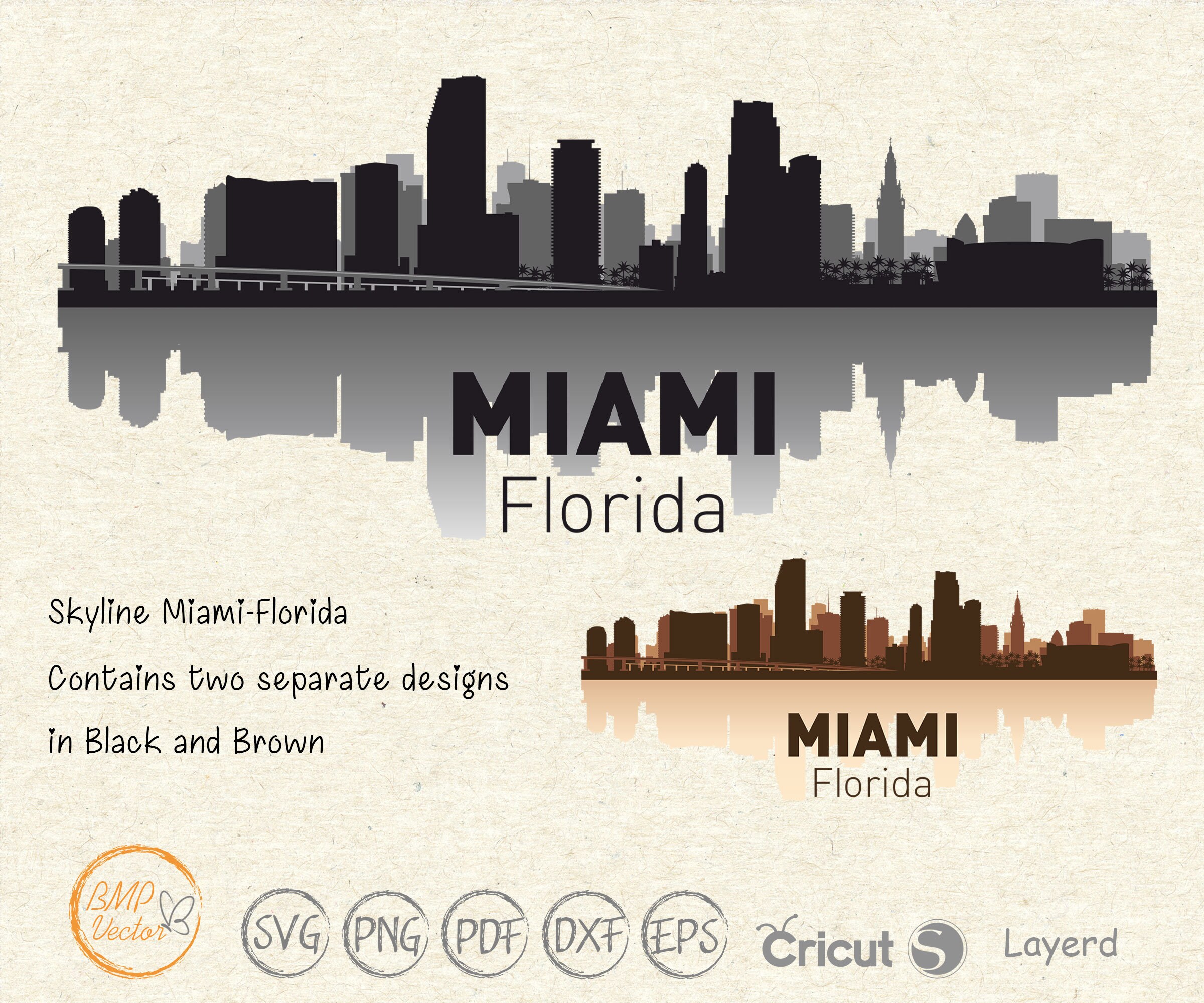 Miami Skyline SVG: Florida City Clipart for Cricut Silhouette - Etsy