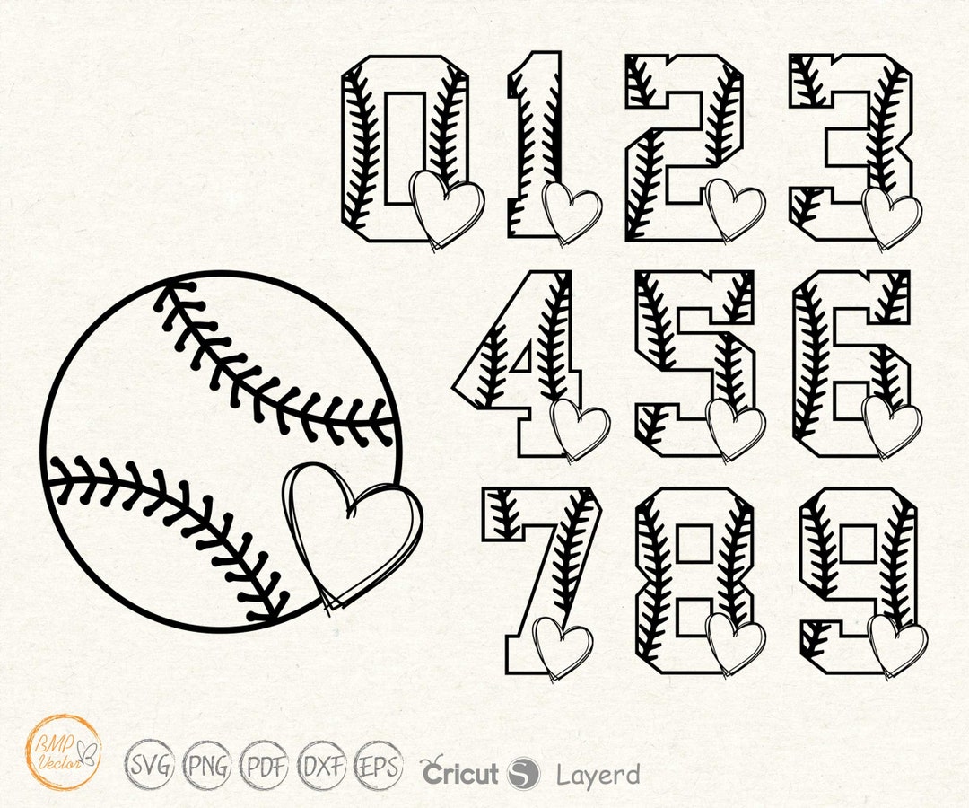 Baseball Number Heart SVG PNG: Stitches Design (digital Download) - Etsy