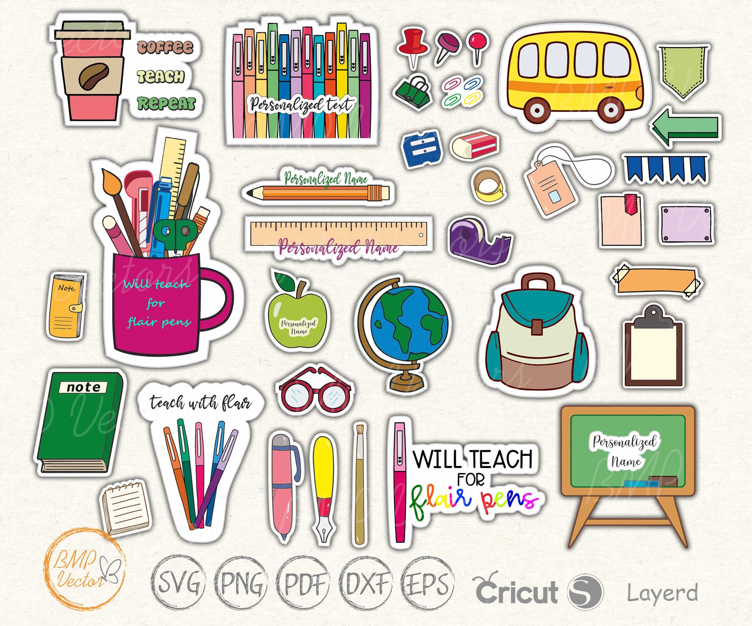Teacher sticker svg/Teacher sticker pack svg/Back to school | Etsy