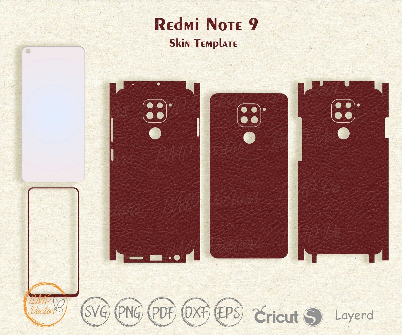 Redmi Note 9 skin cut template svg vector, Redmi skin svg cut file ...