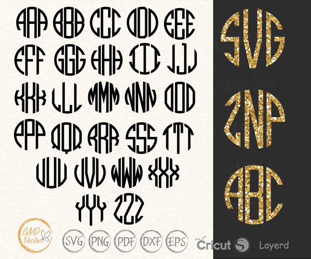 Circle Monogram Alphabet Svg Monogram Letters Svg Font Svg - Etsy