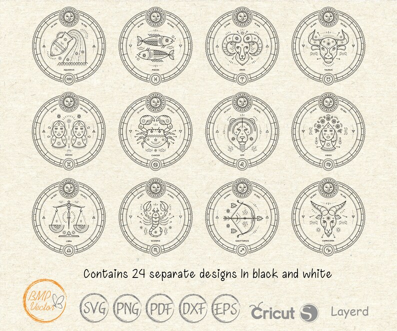 Zodiac Svg Bundle Astronomy Svg Bundle Constellation Signs | Etsy