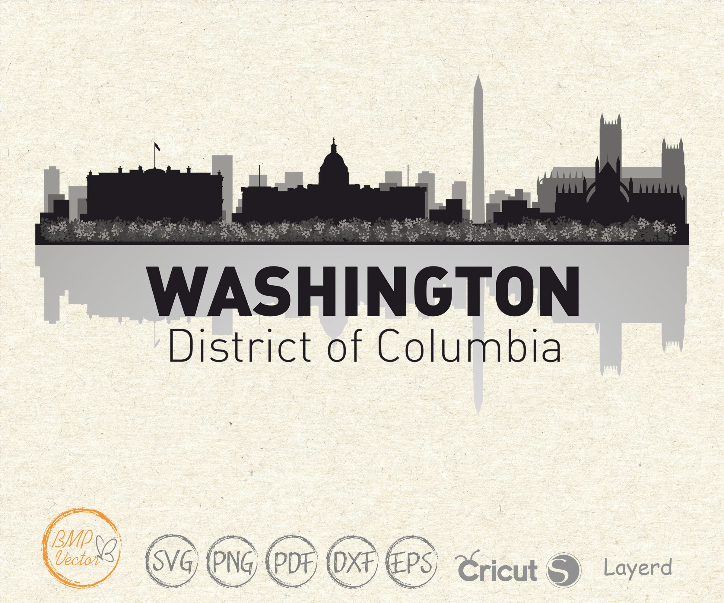 Washington DC Svg Washington Skyline Svg District of - Etsy
