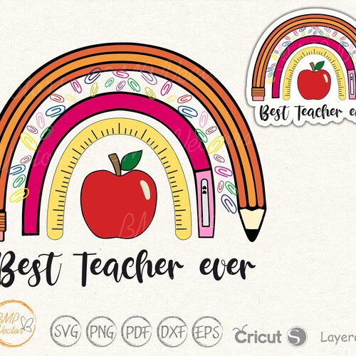 Teacher Rainbow Svg Best Teacher Ever Rainbow Svg Sticker - Etsy