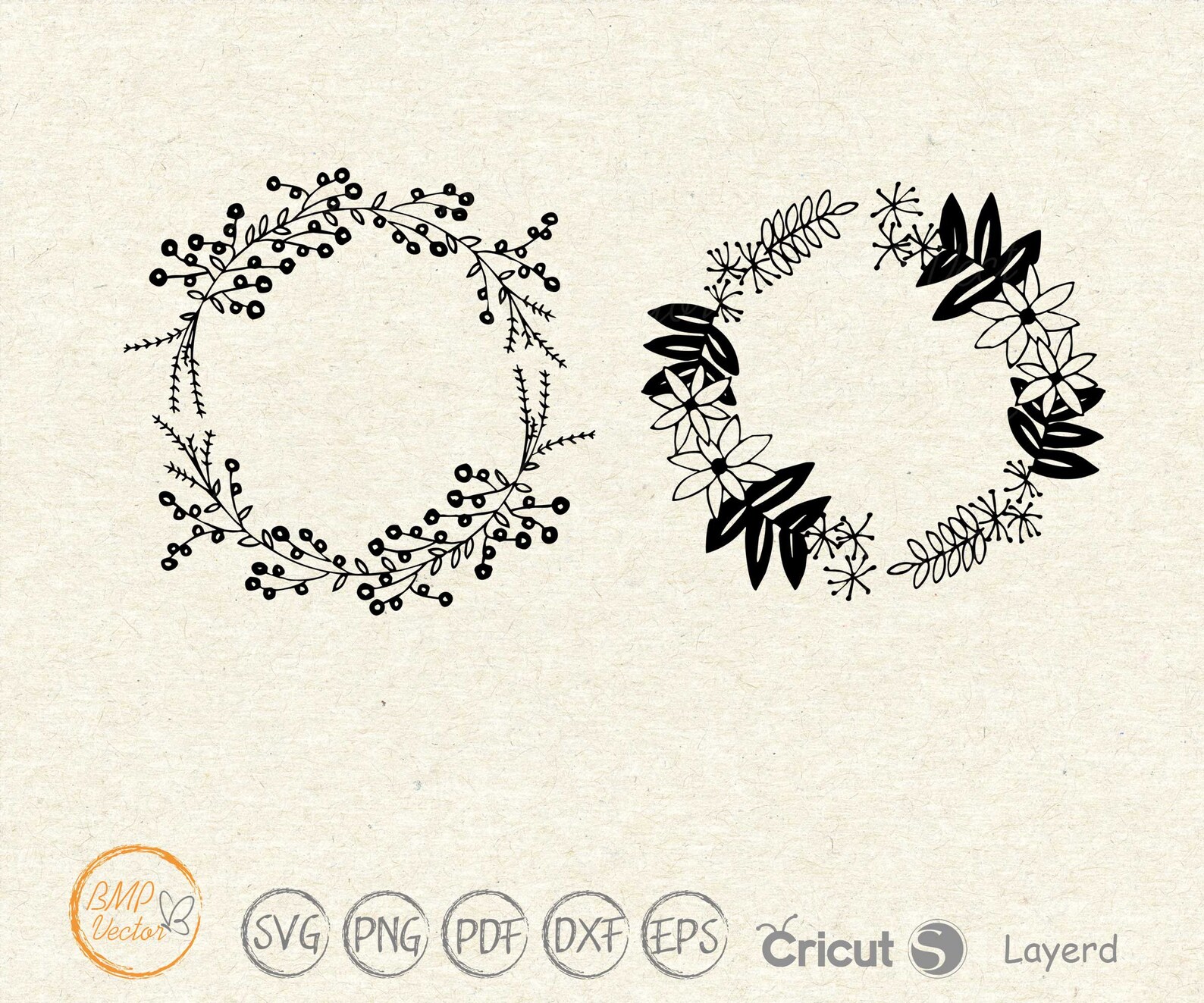 Wreath Svg Flower Border Svg Flower Wreath Svg Circle - Etsy