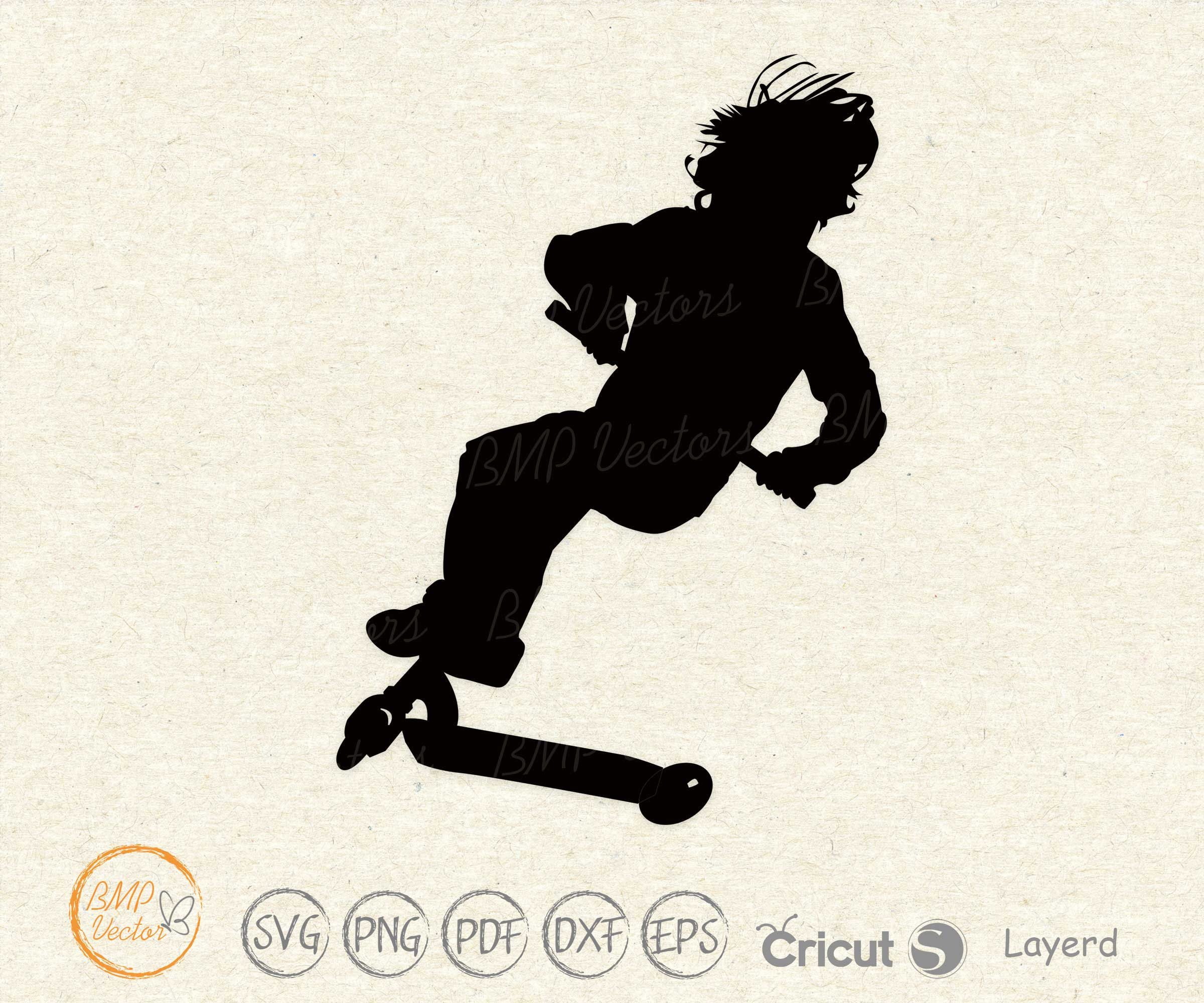 Stunt Scooter SVG: Tricks Vector Clipart for Cricut Silhouette (digital ...
