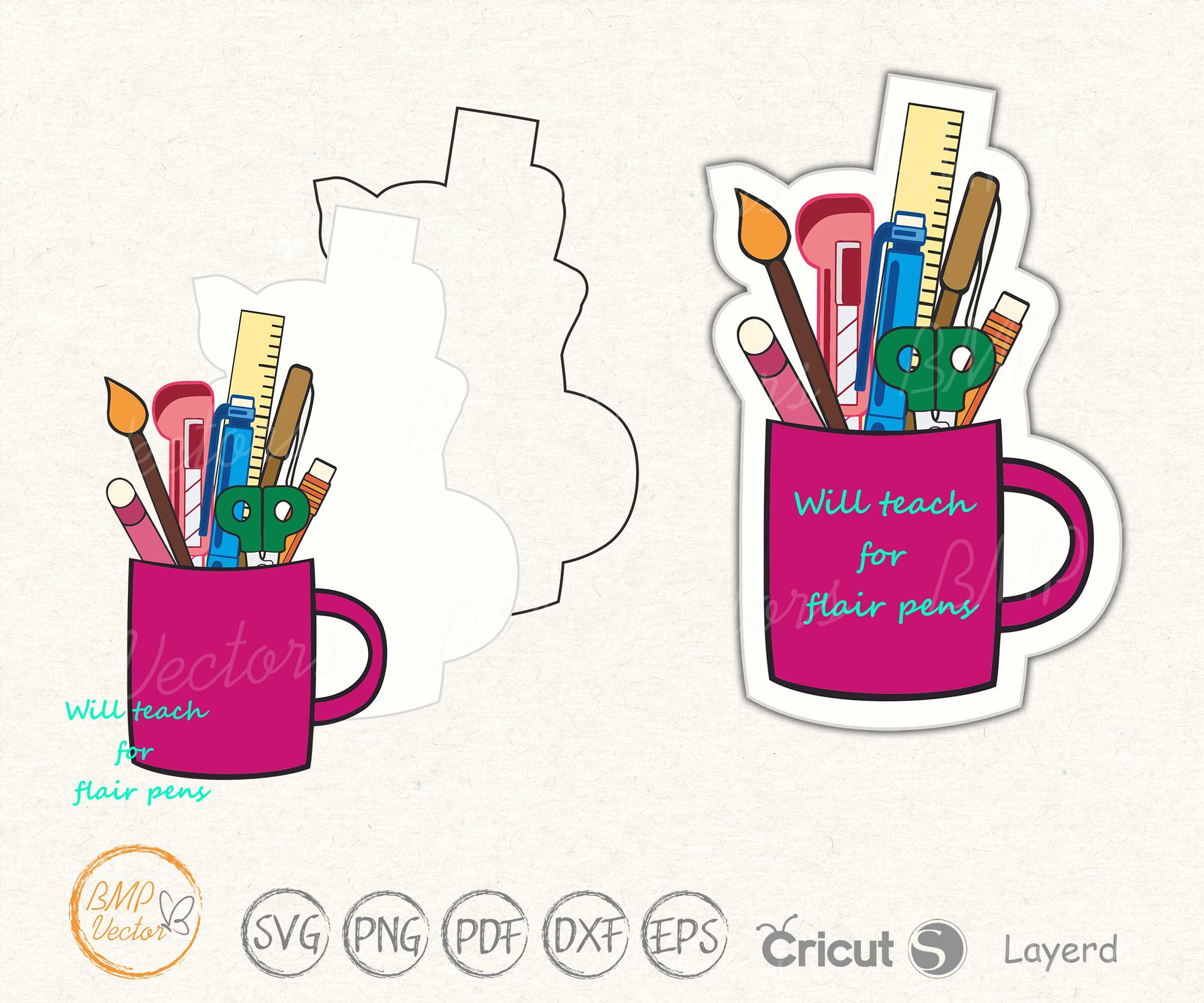 Teacher Sticker SVG Bundle, School Supplies Clipart (digital Download ...
