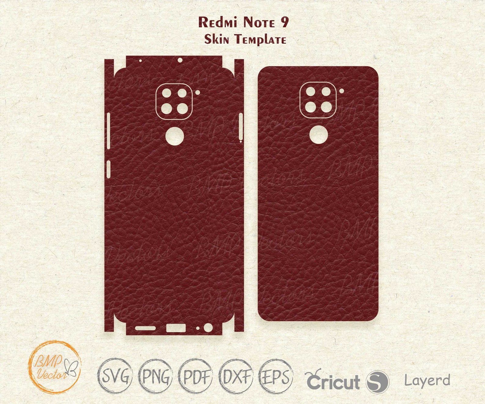Buy Redmi Note 9 Skin Template: SVG Vector Cut File (digital Download ...