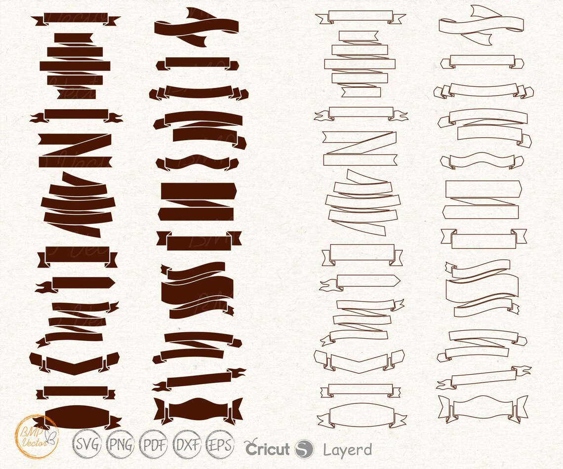 Ribbon Svg Bundle Ribbon Banner Svg Banner Template Svg for - Etsy