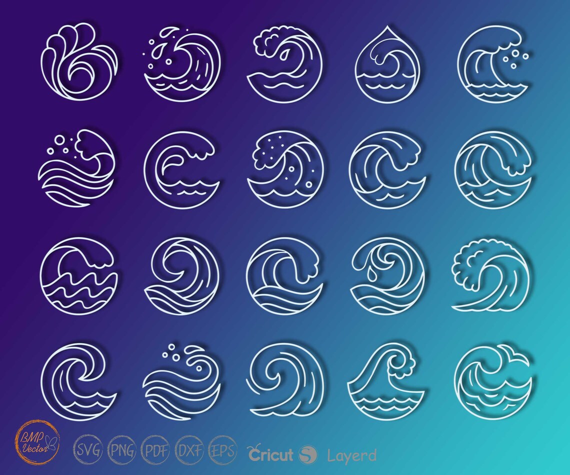 Wave Svg Bundle Wave Svg Wave Cut File Ocean Beach Wave - Etsy