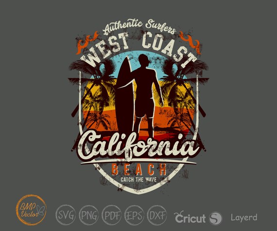 Surfing Svg Summer Svg West Coast California Retro Beach | Etsy
