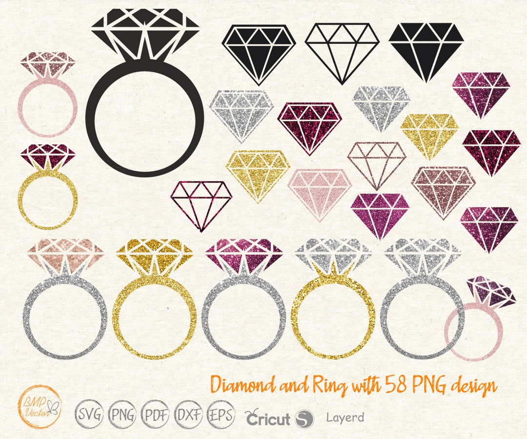 Diamond Ring SVG: Glitter Wedding Card Clipart (digital Download) - Etsy