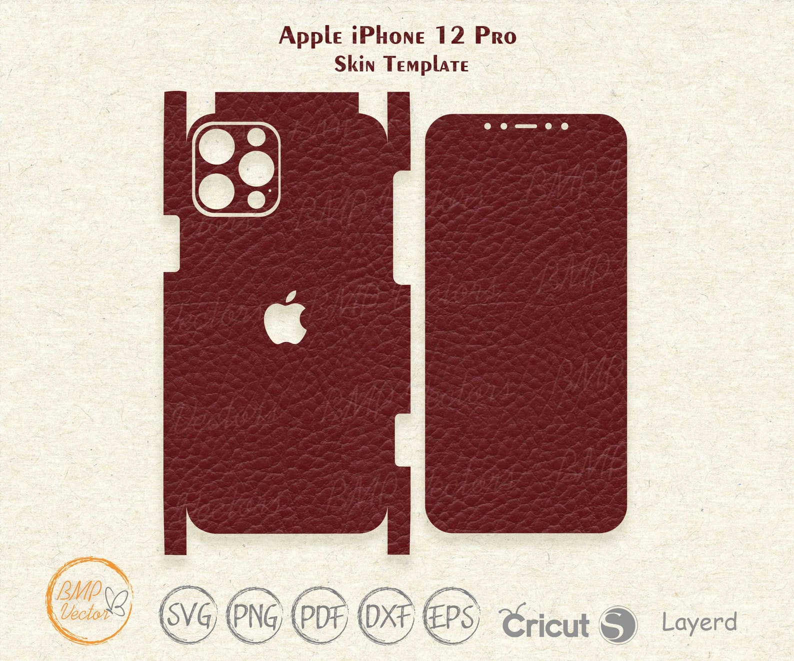IPhone 12 Pro skin cover svg cut template vector Apple | Etsy