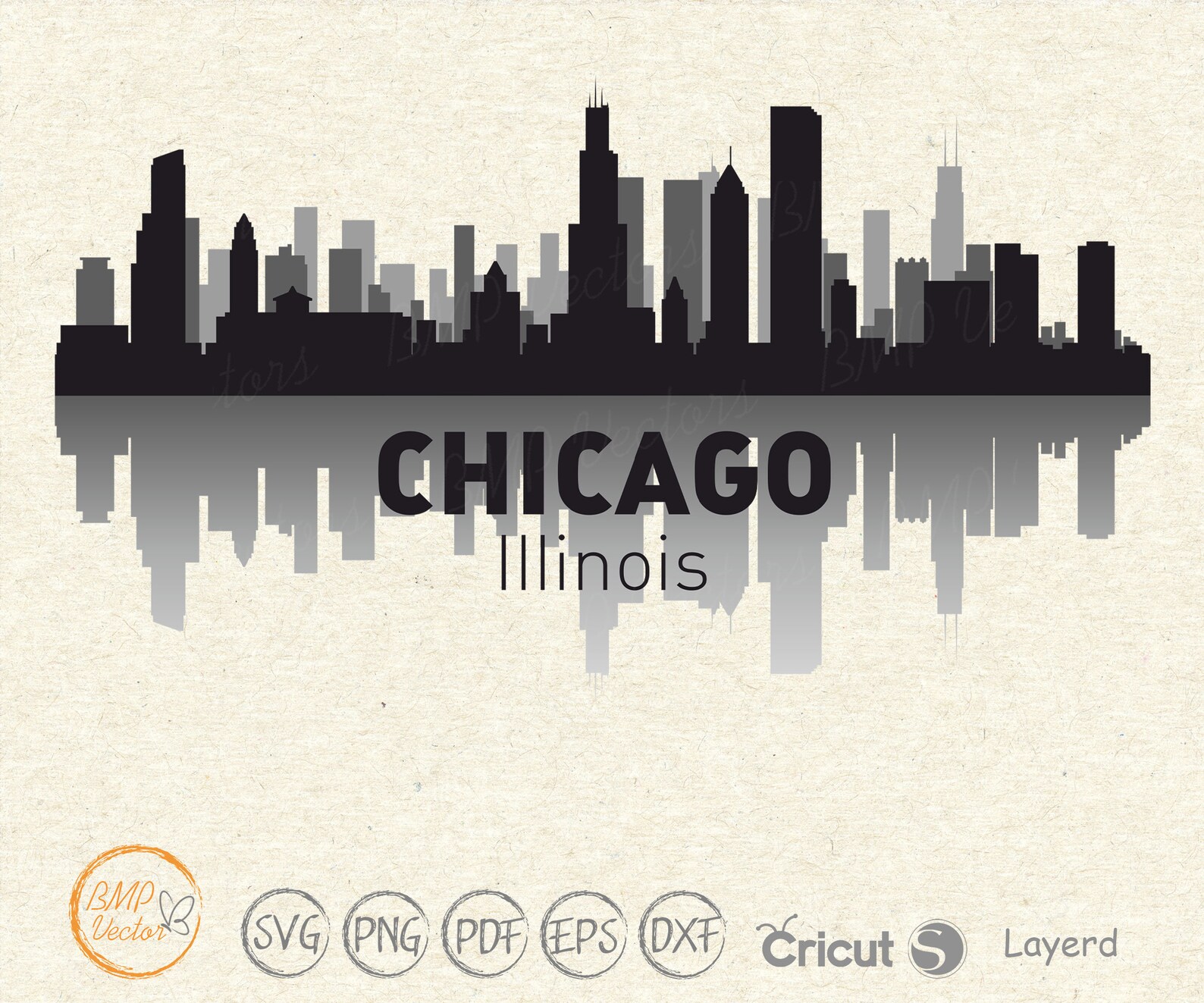 Chicago Svg Chicago Illinois Skyline Svg Chicago Illinois - Etsy