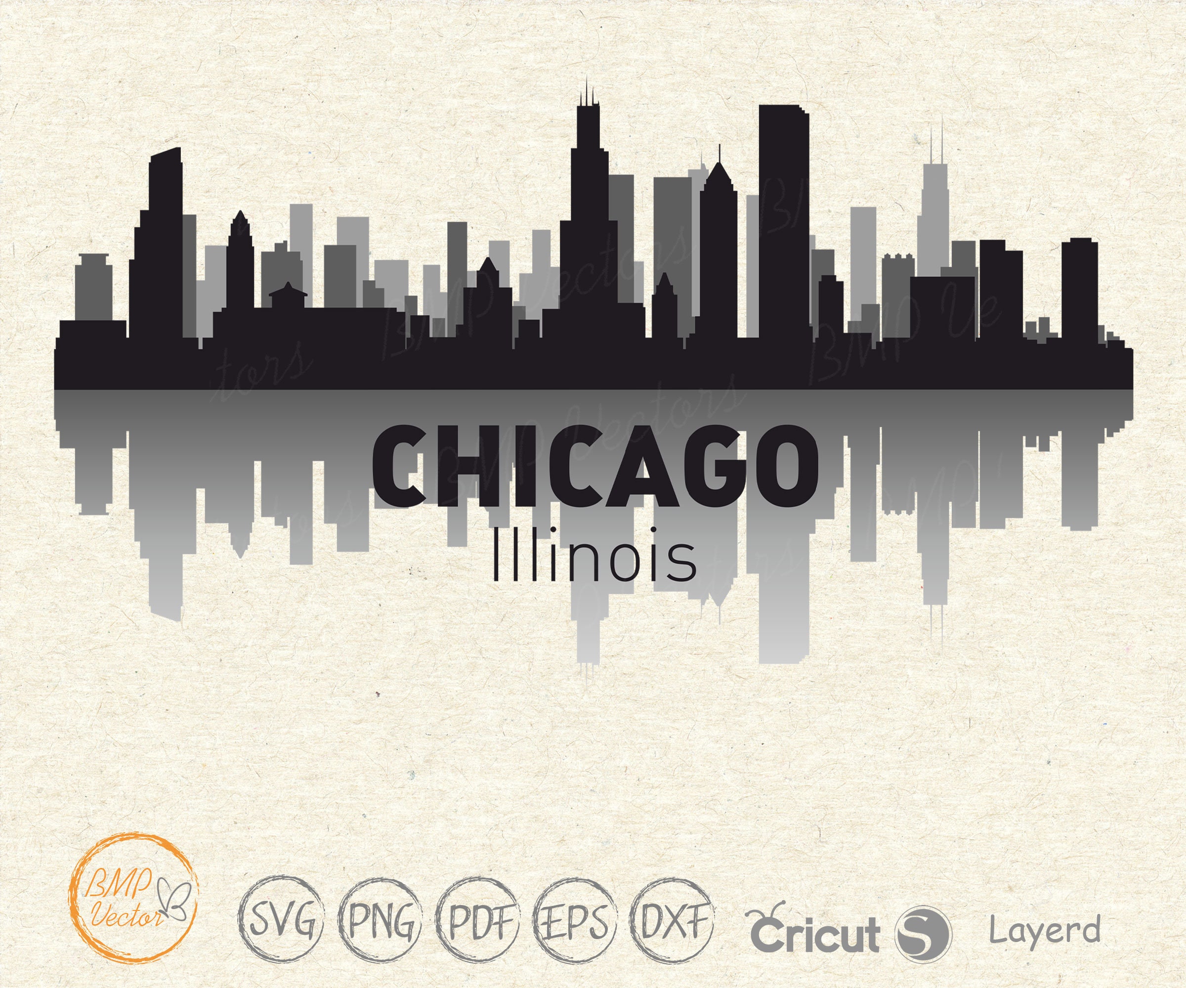 Chicago Svg Chicago Illinois Skyline Svg Chicago Illinois - Etsy