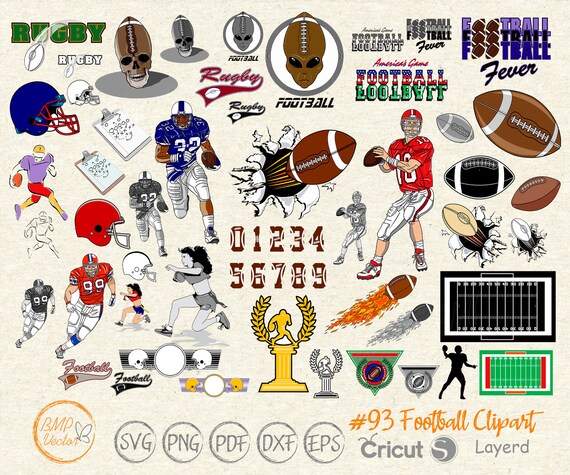Football clipart svg big bundle Football Font and Numbers | Etsy