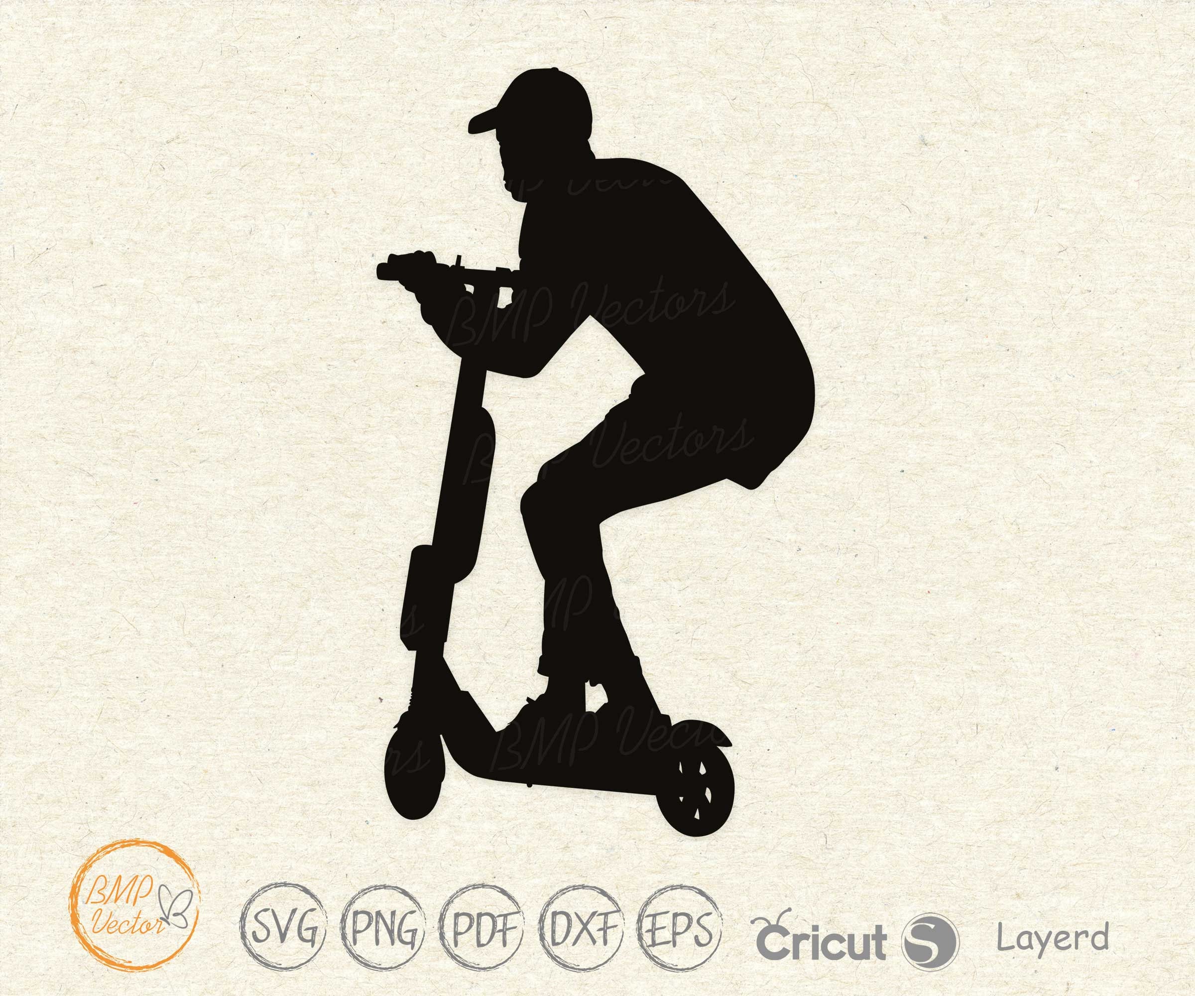 Stunt Scooter SVG: Tricks Vector Clipart for Cricut Silhouette (digital ...