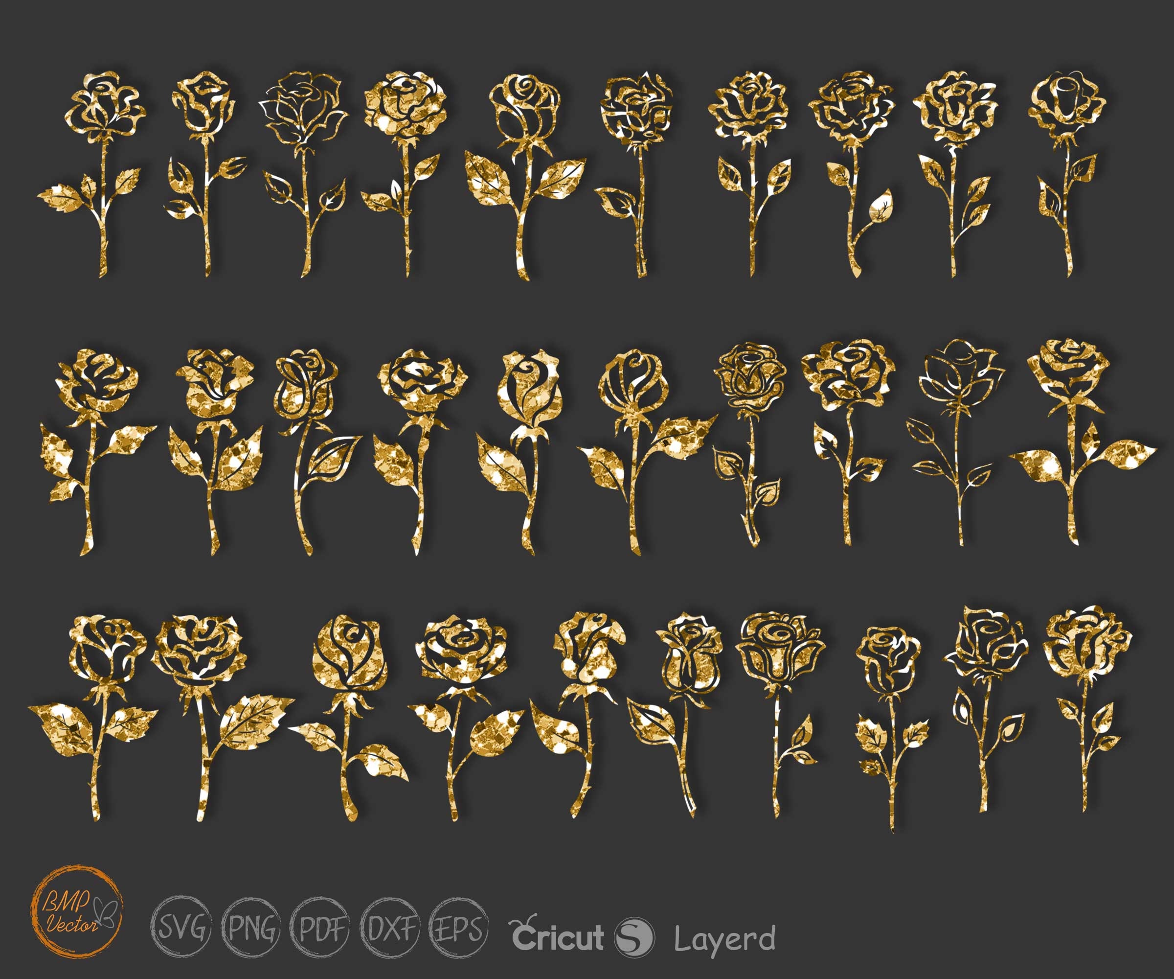 Rose SVG Flowers SVG Rose Bundle SVG Rose Silhouette Rose - Etsy