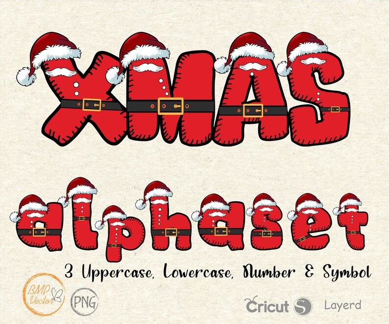 Christmas Doodle Font: Santa, Elf, Reindeer Alphabet (PNG) - Etsy