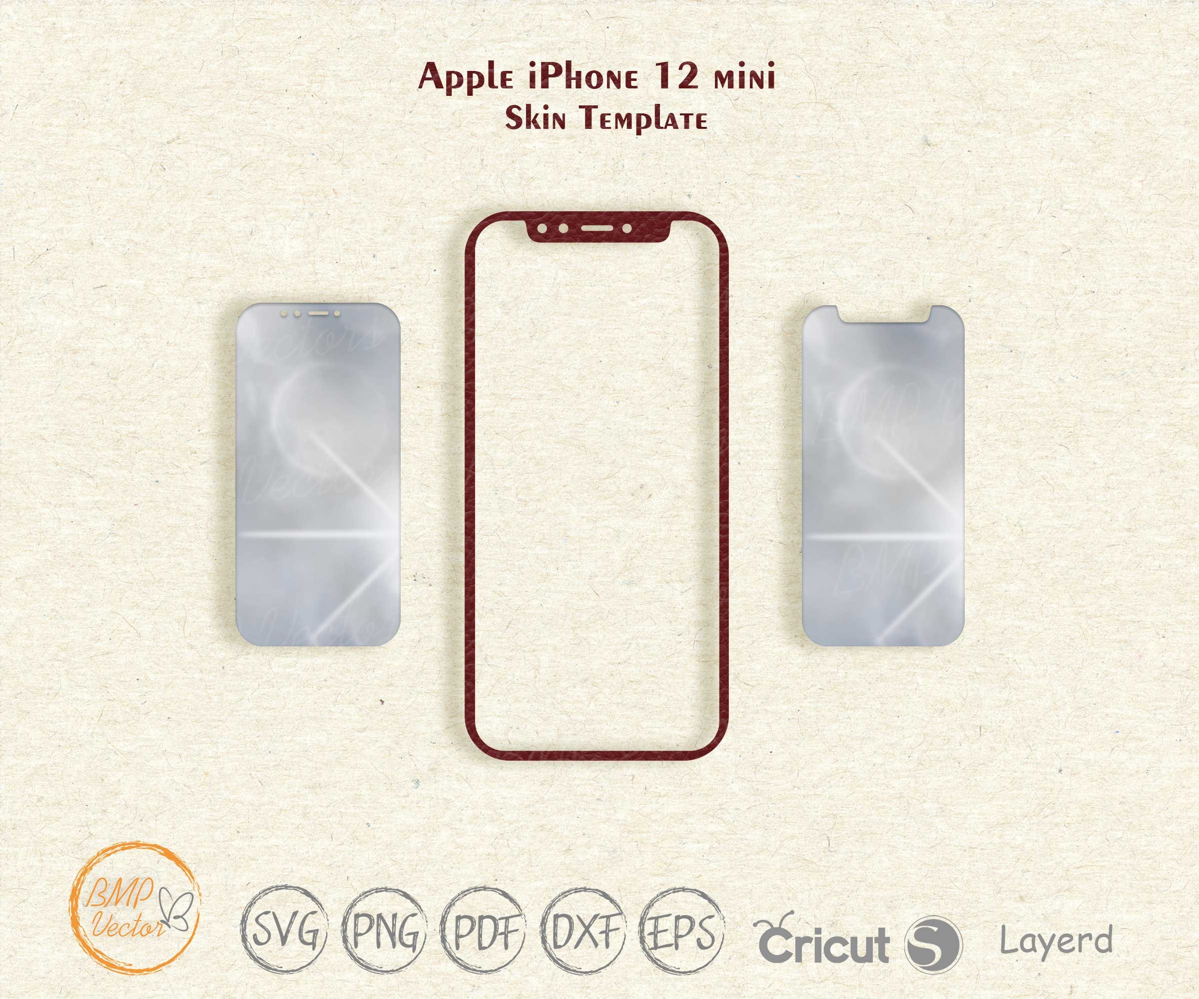 IPhone 12 Mini Skin Template: Full Wrap Vector Cut File (SVG, DXF, PDF ...