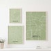 Set of 3 Map Islamic Wall Art - Green Mecca Medina Jerusalem Palestine ...