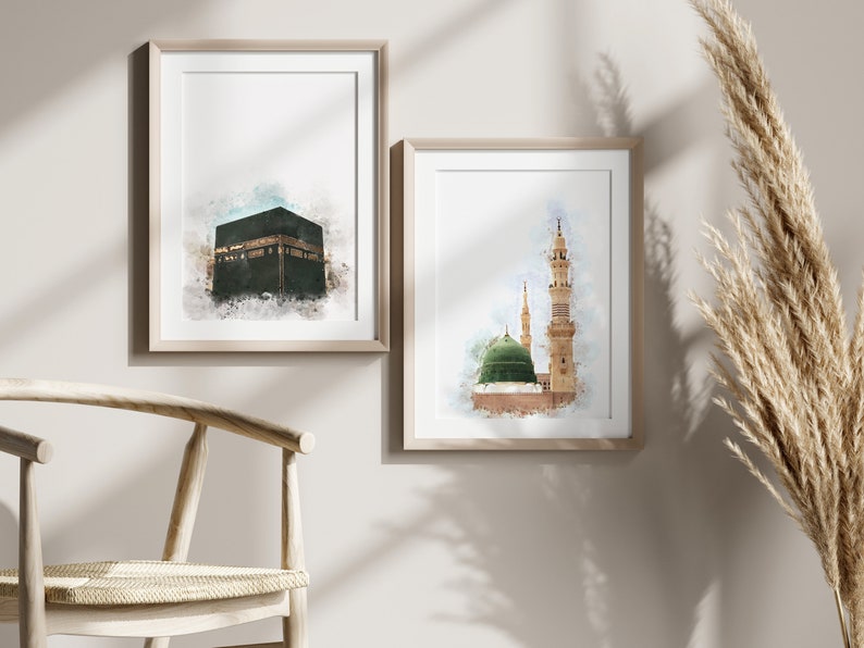 Set of 3 Islamic Posters, Kaaba Mecca, Masjid An-nabawi Medina, Al Aqsa ...