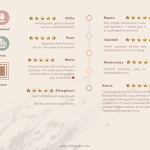 Set of 3 Map Islamic Wall Art - Green Mecca Medina Jerusalem Palestine ...