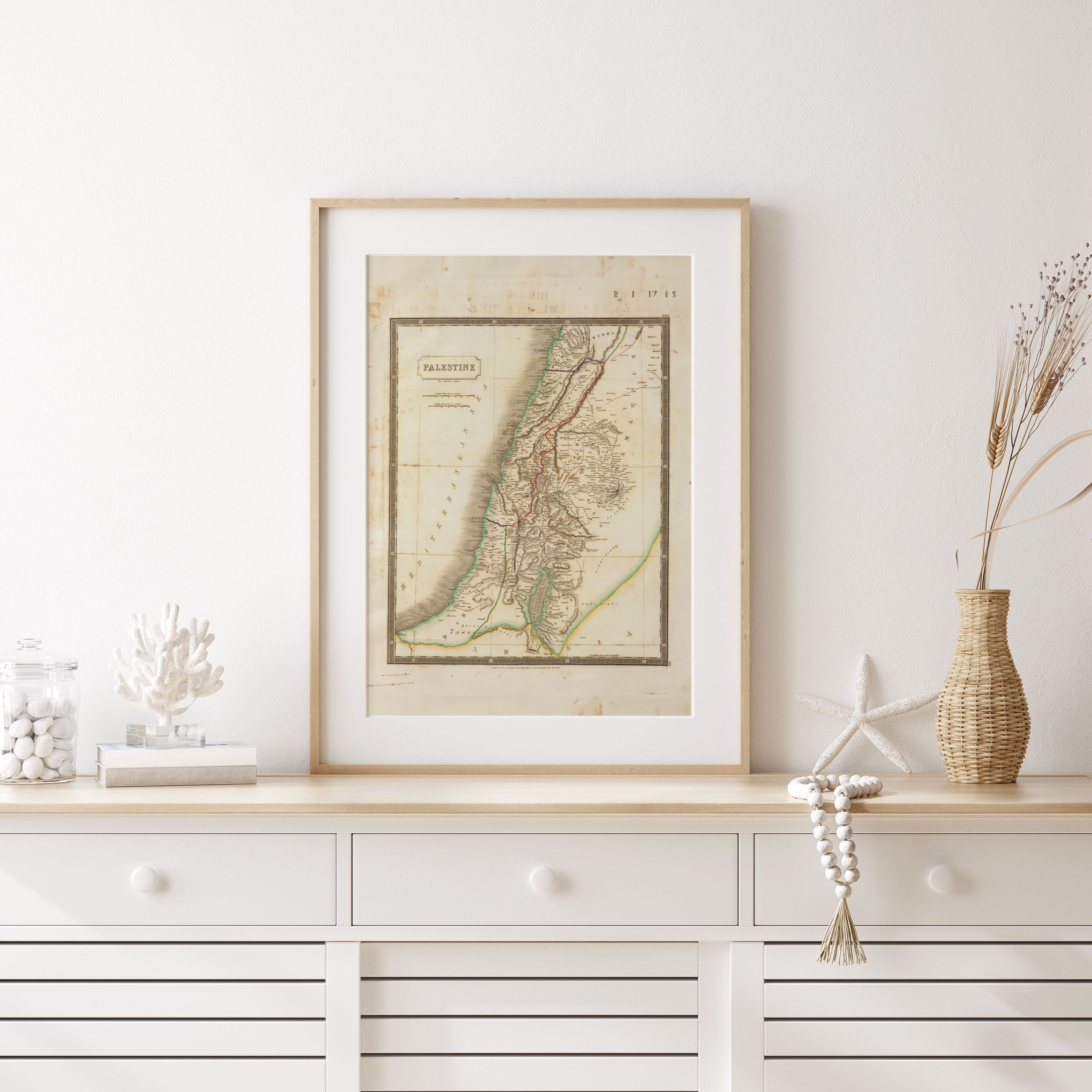 Vintage Palestine Map Art, Palestine Wall Art, Printable Palestine ...