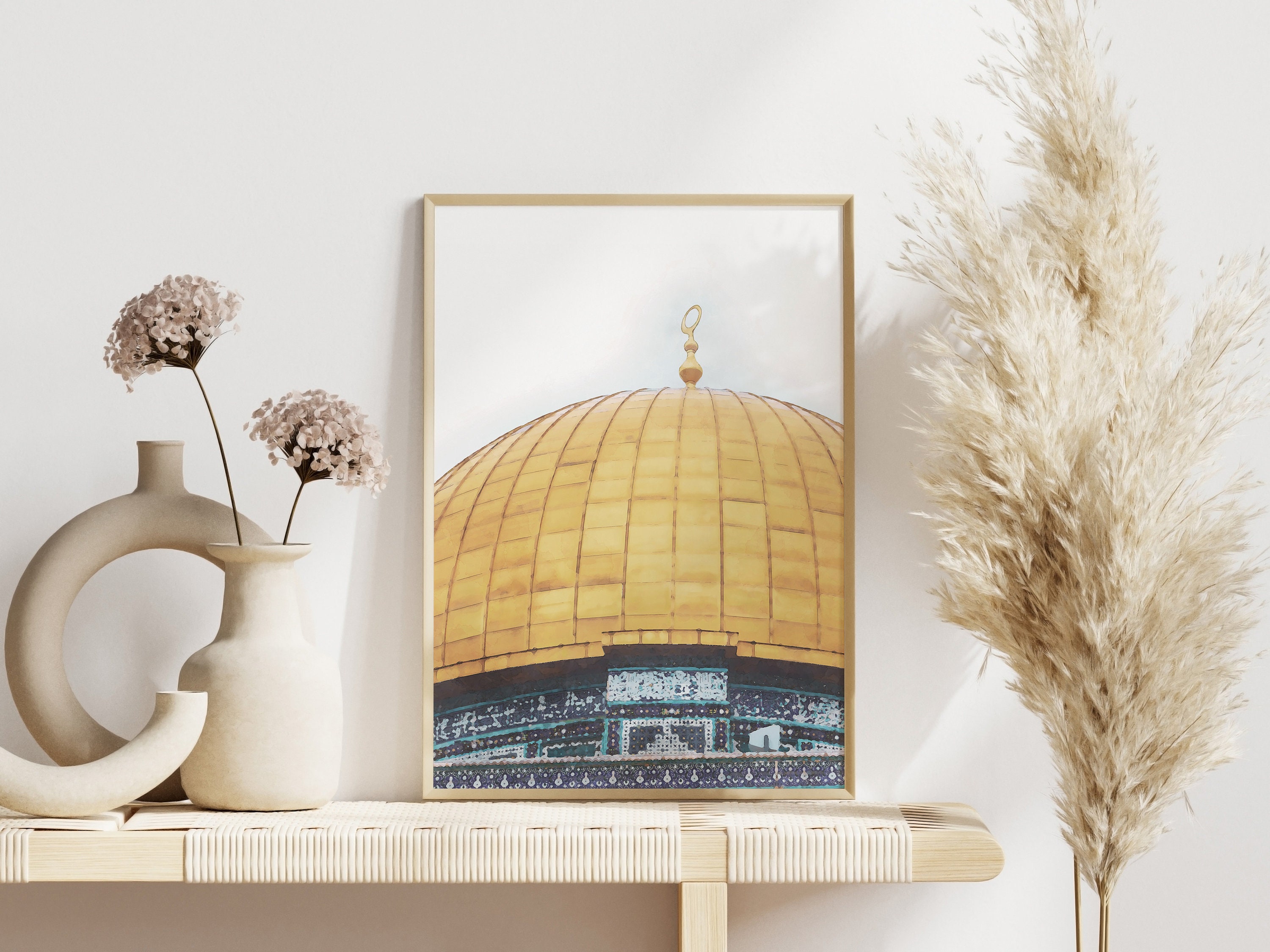 Vintage Al Aqsa Painting, Islamic Wall Art, Islamic Poster Print ...