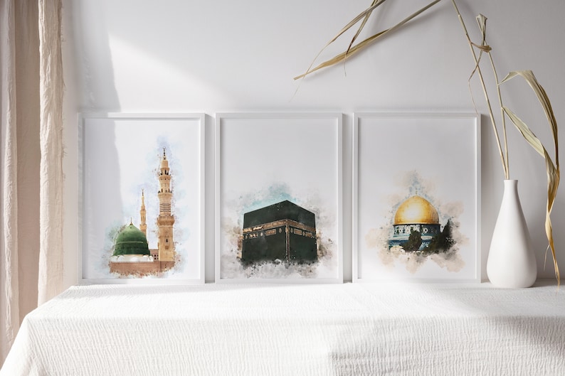 Set of 3 Islamic Posters Kaaba Mecca Masjid An-nabawi - Etsy