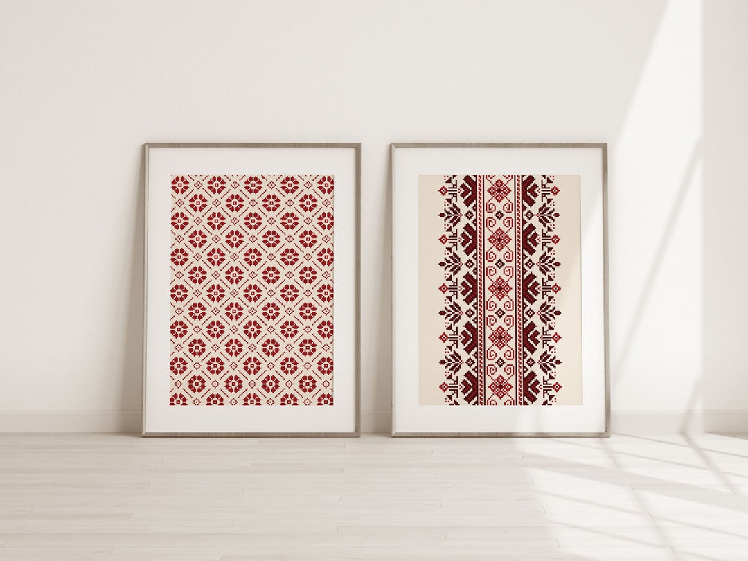 Islamic Geometric Pattern Wall Art, Palestine Embroidery Art, Floral ...