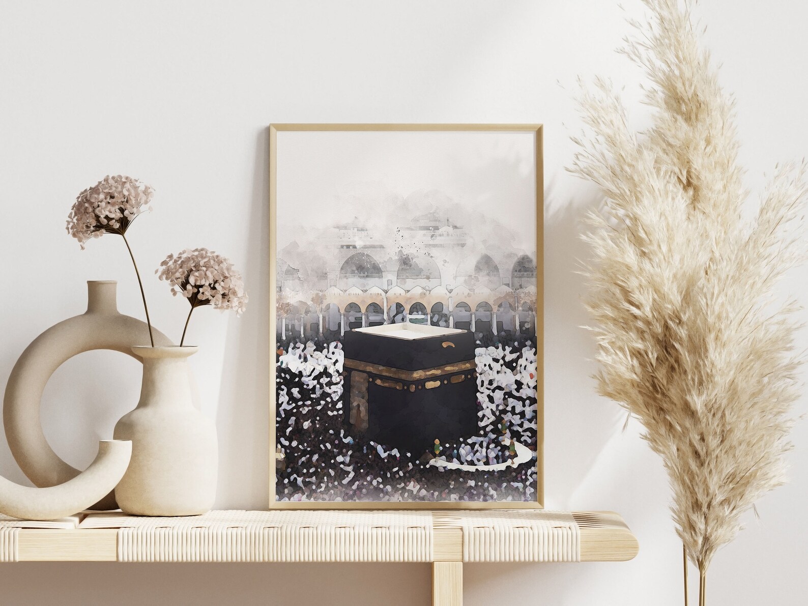 Kaaba Watercolor Painting, Islamic Wall Art, Islamic Mecca Poster ...