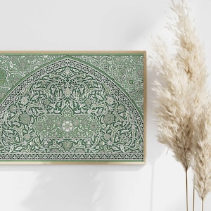 Green Floral Geometric Pattern Wall Art, Boho Islamic Art, Islamic ...