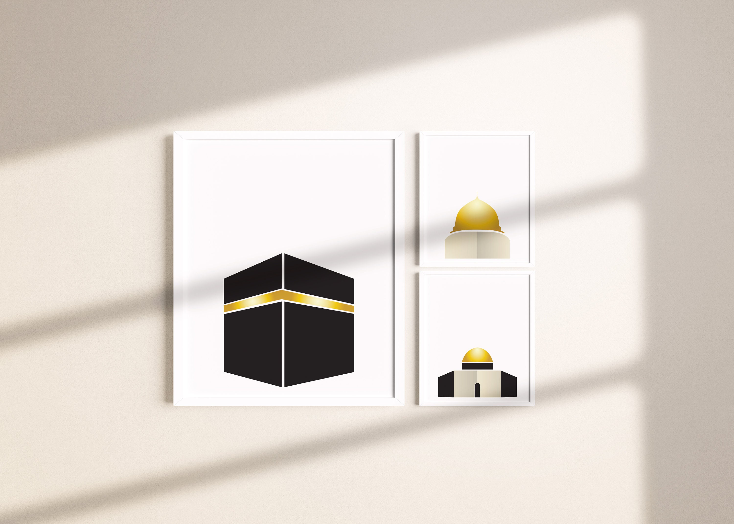 Set of 3 Islamic Wall Art Poster Printable Holy Sites Kaaba Mecca ...
