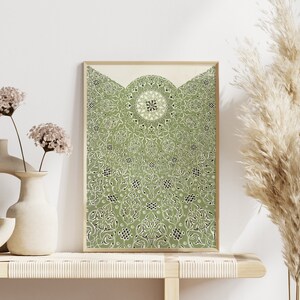 Green Floral Geometric Pattern Wall Art, Boho Islamic Art, Islamic ...