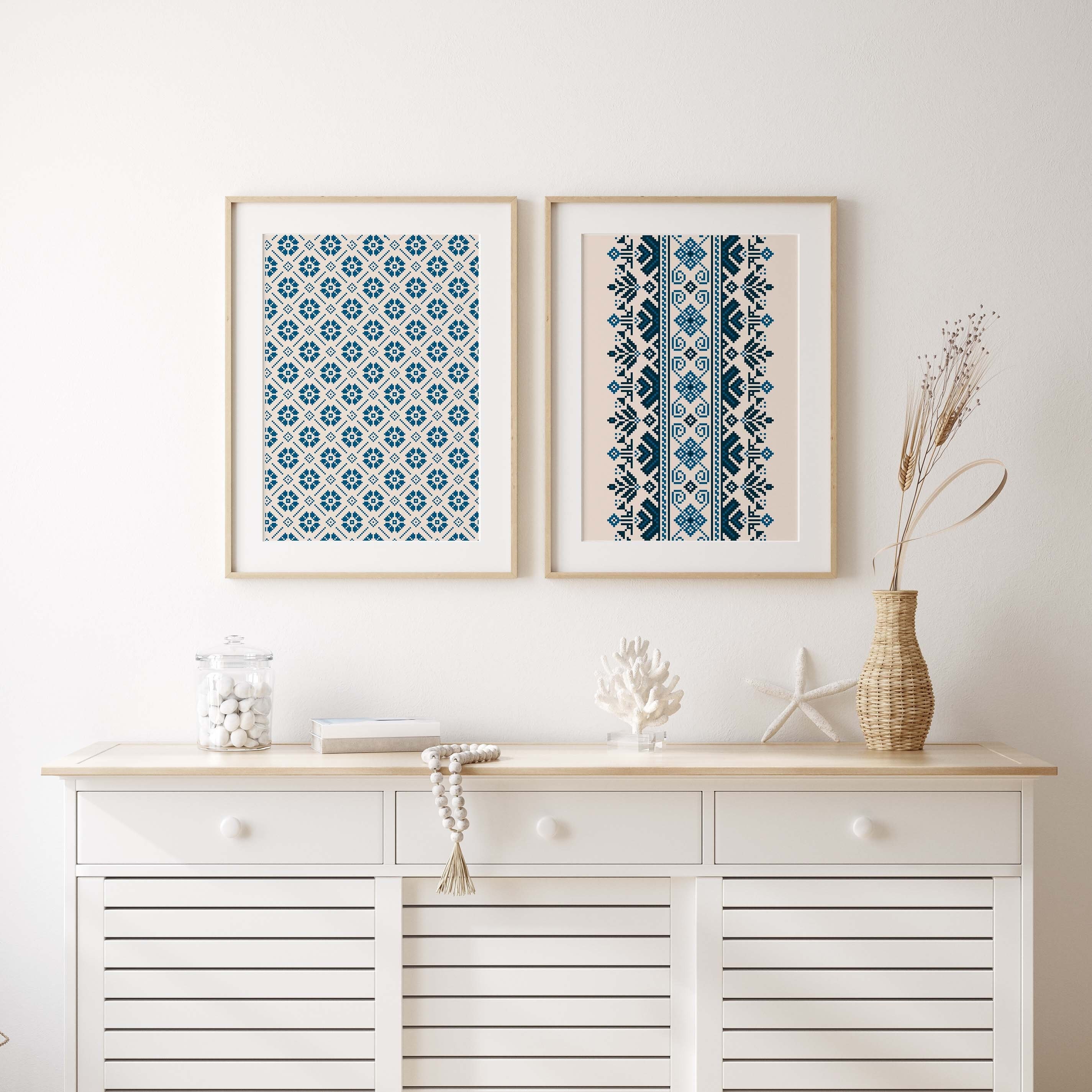 Islamic Geometric Pattern Wall Art, Palestine Embroidery Art, Floral ...