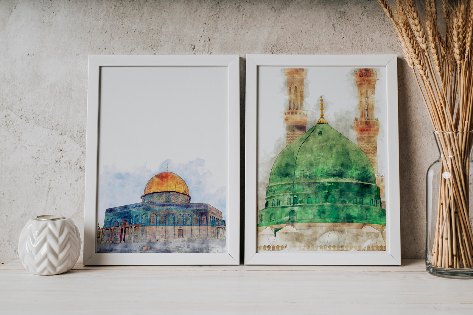 Masjid An-nabawi Islamic Wall Art - Medina Mural - Printable Watercolor ...
