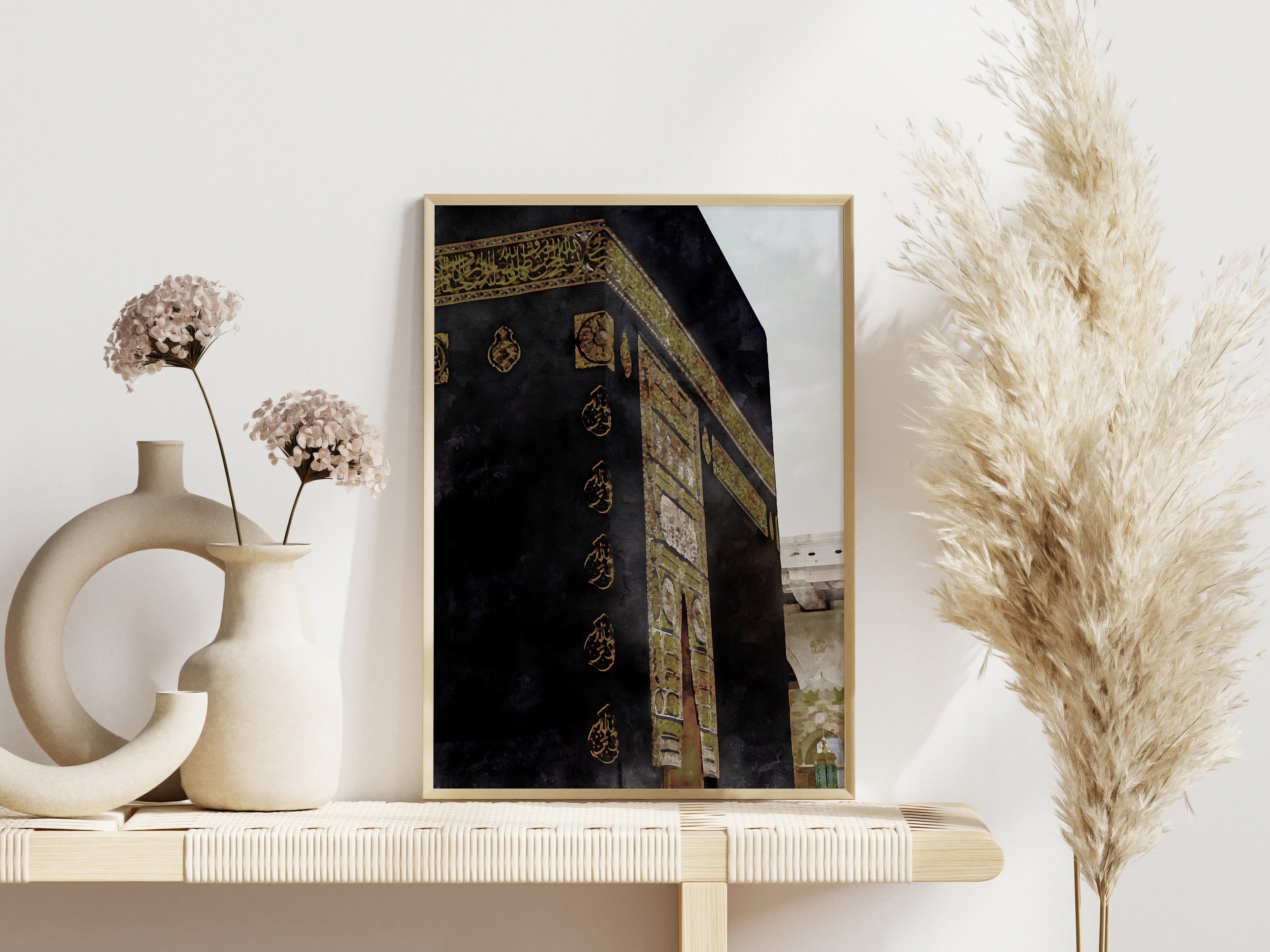 Kaaba Watercolor Painting, Islamic Wall Art, Islamic Mecca Poster ...