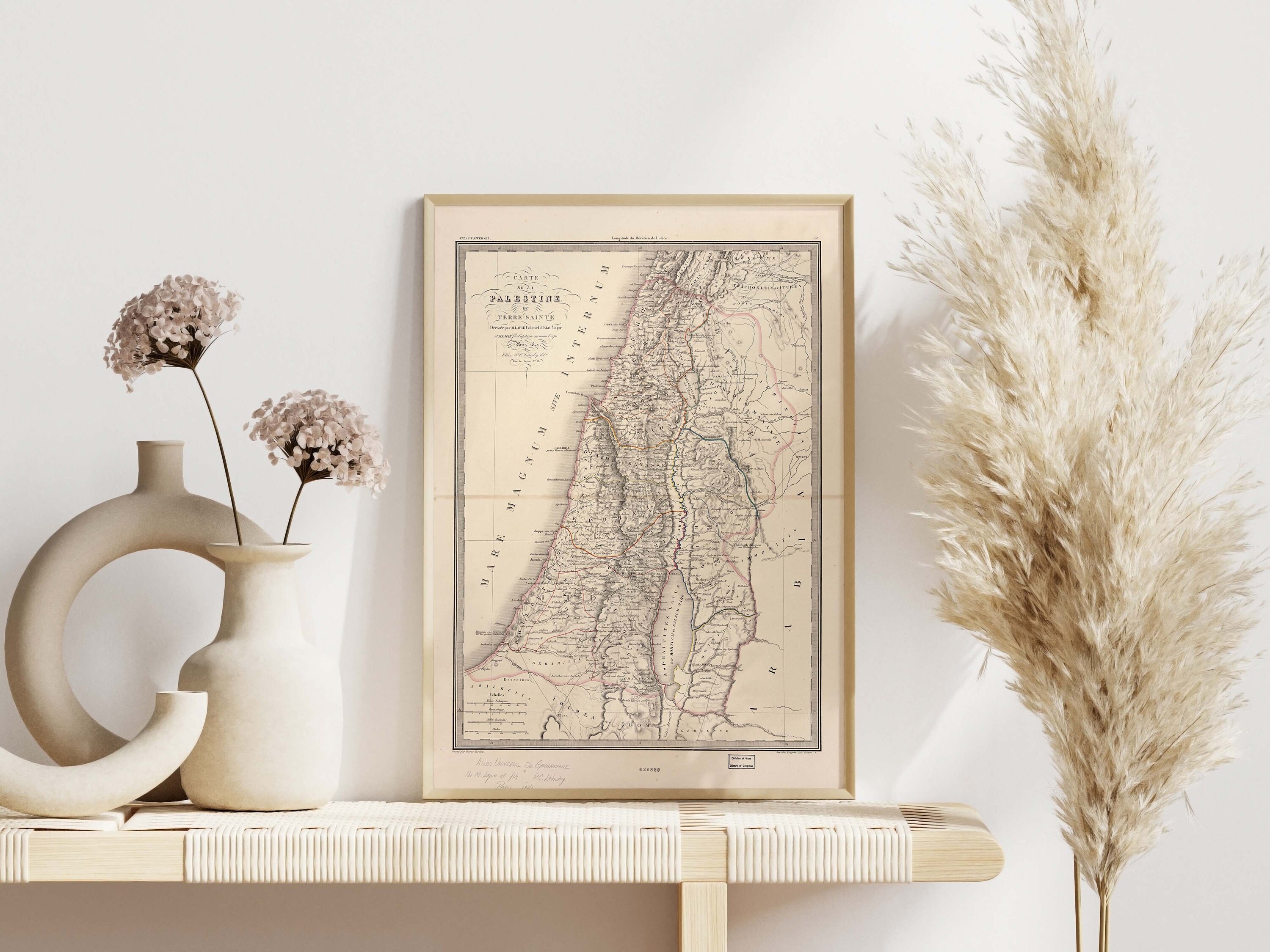 Vintage Palestine Map, Palestine Wall Art Download, Printable Palestine ...