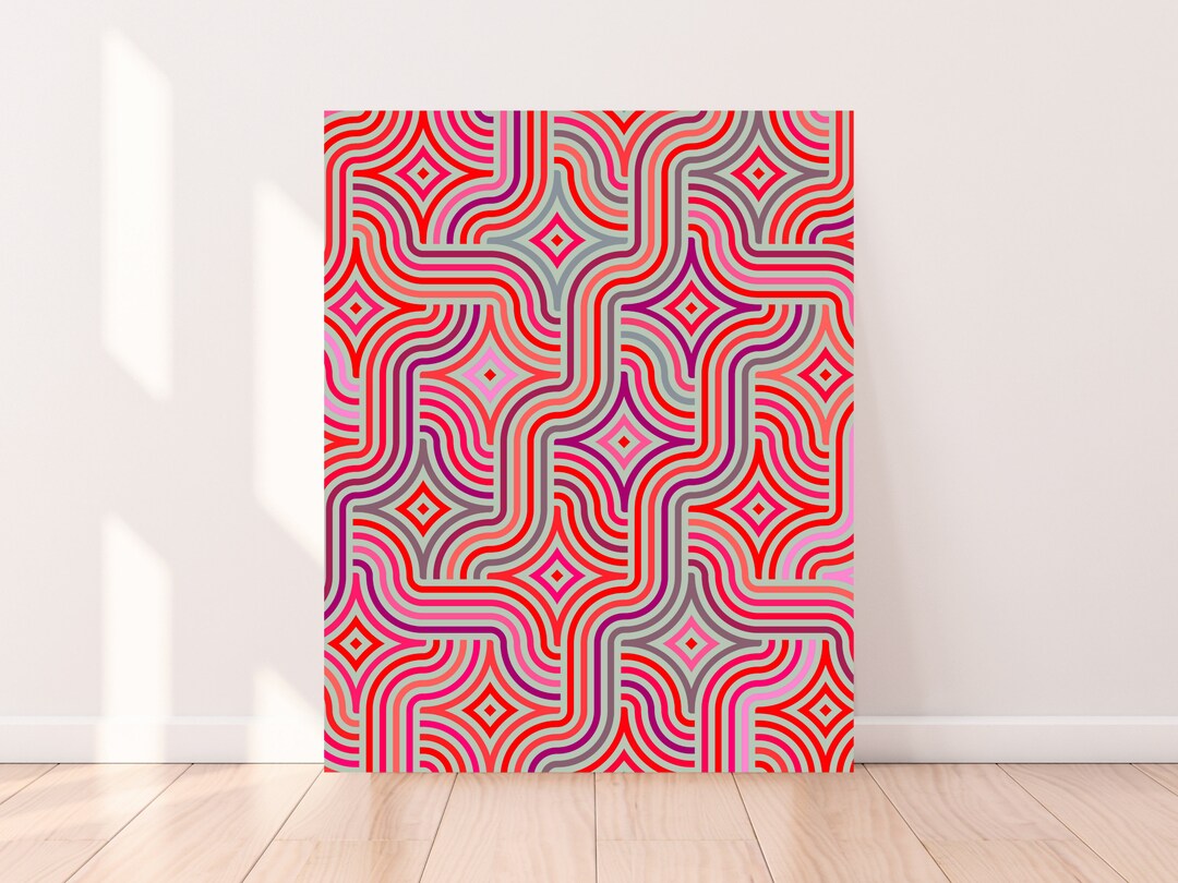 Maze Art Print Poster - Pop Art, Procreate, Pattern, Printable, Red - Etsy